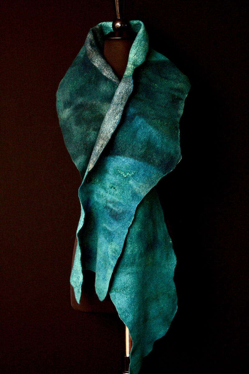 "Marine" merino wool and silk wrap – jsfiberarts