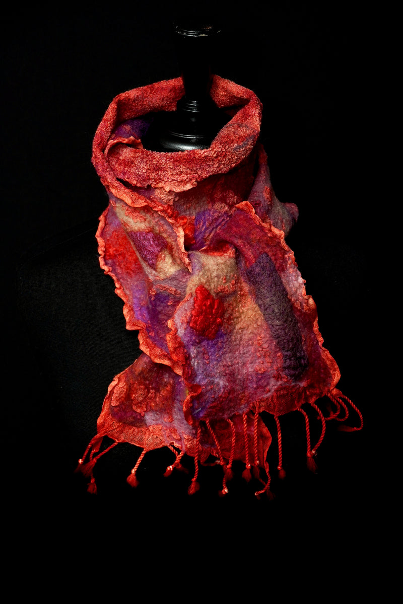 "Maraschino" mini nuno scarf – jsfiberarts